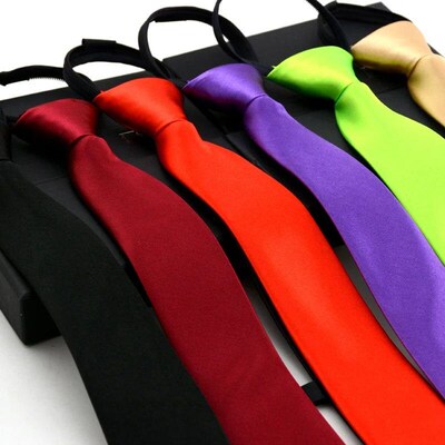 New Pre-tied Neck Tie Necktie For Girls Boys Kid Skinny Zipp