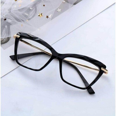 Montura de gafas curas para mujjer, lentes transparent