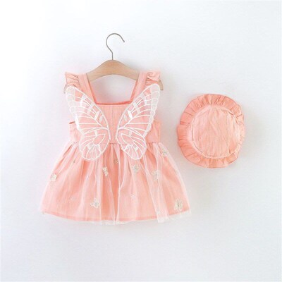 Girls Summer Dress Cute Butterfly Wing Lace Trim Strapless P