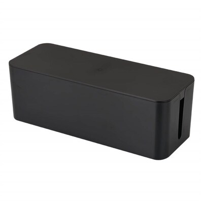 Cable management box for power strips and sockets, a desktop