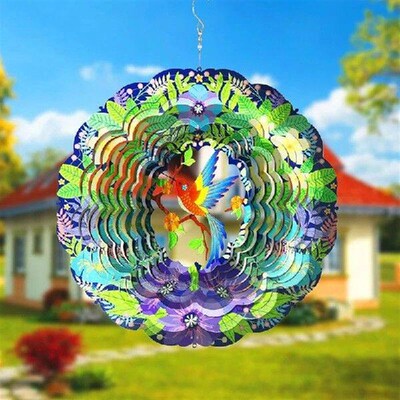 3D Rotating Wind Chime Outdoor Garden Metal Colorful Wind