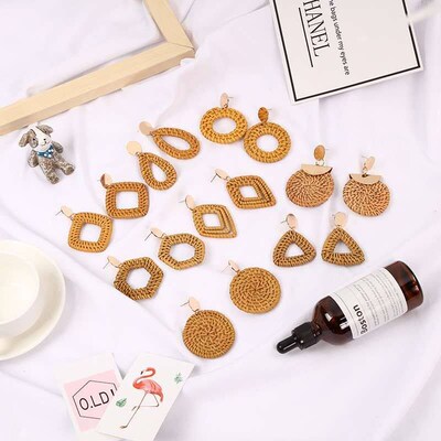 Hot hand-woven Bohemian rattan vintage personalized eardrop