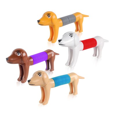 1- 4Pcs Novelty Spring Dog Pop Tubes Sensory Toy Sress Relie