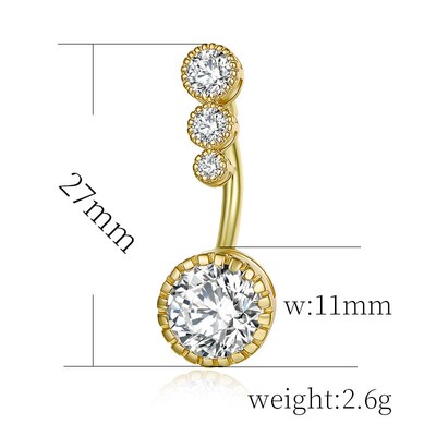 1pc New Zircon Fashion Surgical Stainless Steel Navel Pierci