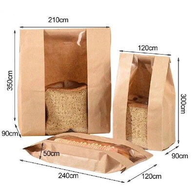 Bread Storage Bag Kraft Paper Bread Bag 50 Packs Paper