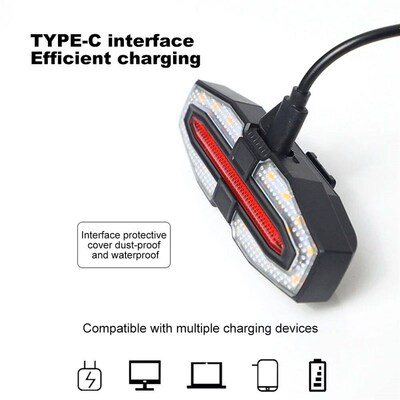 Rechargeable Bike Tail Light with Turn Signals Bicycle Rear