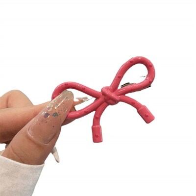 Korean minimalist polka dot pink bow duckbill clip, a versat