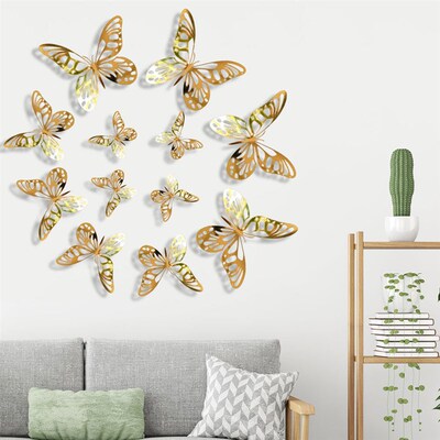 12 Pcs/Set 3D Wall Stickers Hollow Butterfly for Kids Rooms