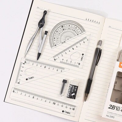 8-Pcs Math Geometry Drawing Tools Set with Stationery Box Ci