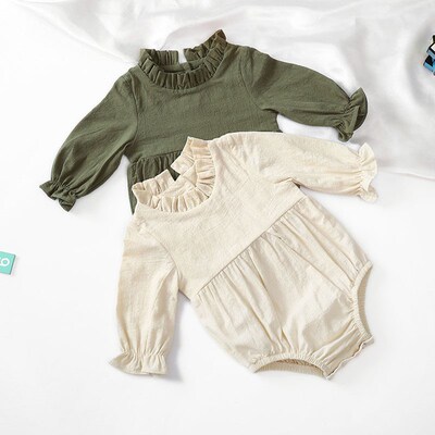 Fashion Baby Girls Romper Cotton Long Sleeve Ruffles Baby Ro