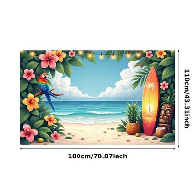 Surfboard Image Beach Party Banner Floral Party Banner