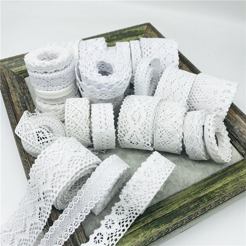 2yards White Cotton Lace Ribbon For Apparel Sewing Fabric Wh