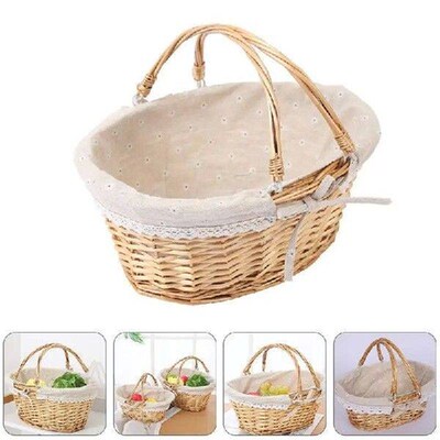 Gift Flower Girl Basket For Kids Woven Wicker Flower Picnic