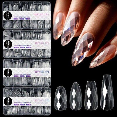 140/120pcs Diamond Almond Nail Ballet False Nails Acrylic