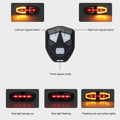 Rechargeable Bike Tail Light with Turn Signals Bicycle Rear