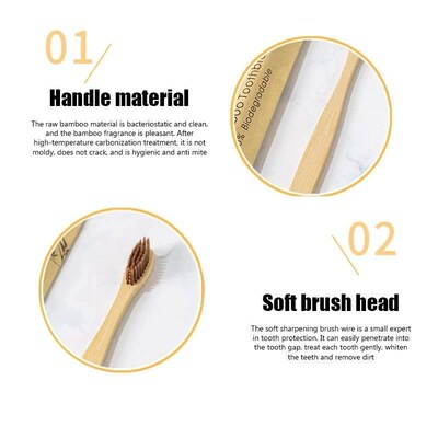 Bamboo Toothbrushes 100Pcs Eco Friendly Resuable Toothbrush