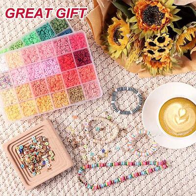 4800Pcs Clay Beads Kit 48 Colors Flat Round Polymer Clay Bea