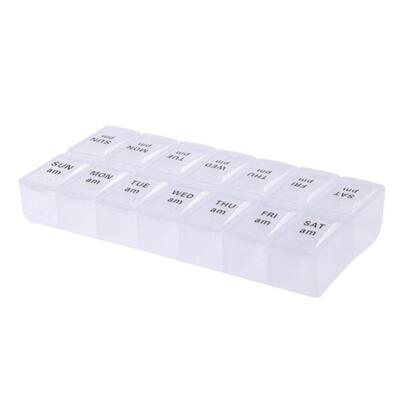 14 Grids Weekly Pill Case 7 Days Medicine Box Tablet Dispen1