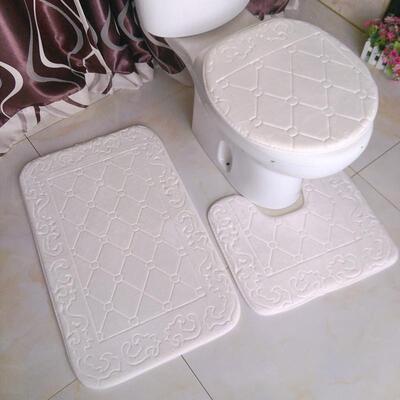 3Pcs Bathroom Mat Set Kitchen Bath Carpet Toliet Rug Tapete
