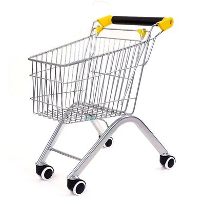 Foldable Child Trolley Cart with 4 Wheels Pretend Play Shopp