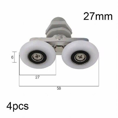 4Pcs 19/23/25/27mm Twin Bathroom Shower Door Sliding Roller