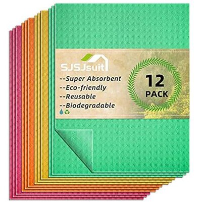Swedish Dish Cloths, 12 Pack Dish Towels Sponges for Kitc