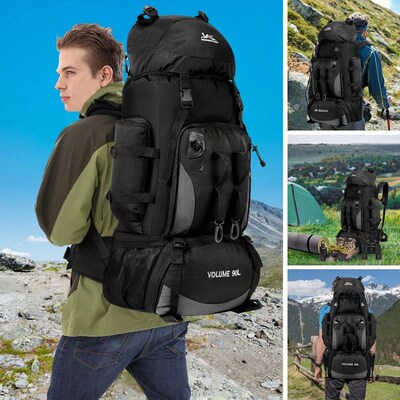 90L Waterproof Hiking Camping Backpack Trekking Bag Rucksack