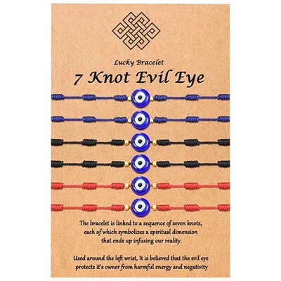 6 Pcs/set Luckly Blue Evil Eye Braided Bracelet Women Red