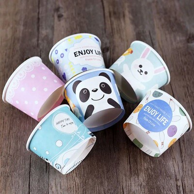 50PCS Paper Cups Birthday Party Favors Dessert Cup With Lid