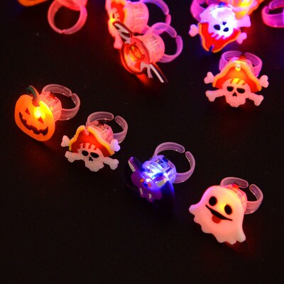LED Light Halloween Ring Glowing Pumpkin Ghost Skull Rings