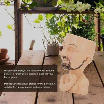 Face Planters Pots Head Cute Man Face Plant Pots Head