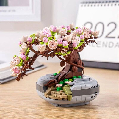 Mini Plant Bonsai Building Block Flower Plant Cherry Blossom