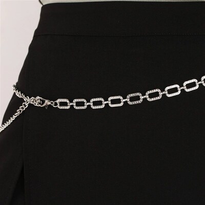 New 30pcs  Rectangular Rhinestone Waist Chain Alloy Metal Th
