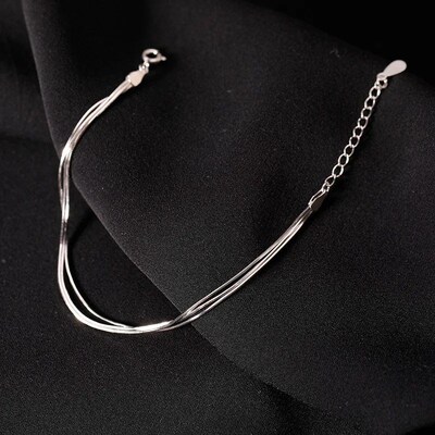 Fashion 925 Sterling Silver Bracelets for Women Simple Korea