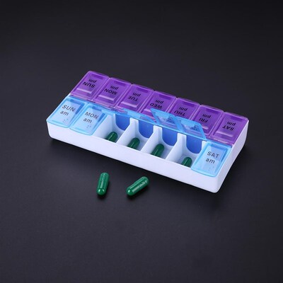 14 Grids Weekly Pill Case 7 Days Medicine Box Tablet Dispens