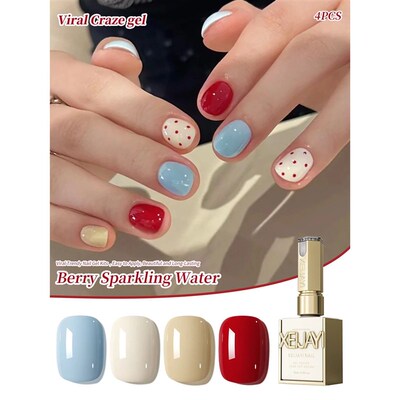 4pcs 15ml colorful Red Blue Gel Nal Polsh Set Starter Pure S