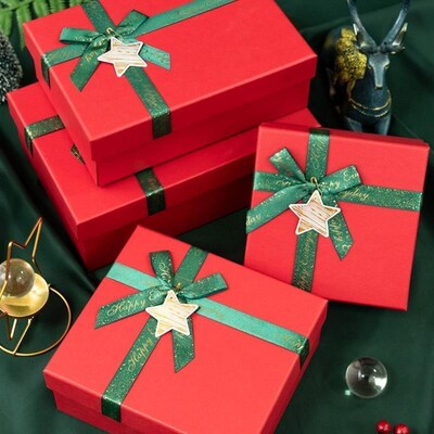 Christmas gift packaging box red empty paper boxes handbag
