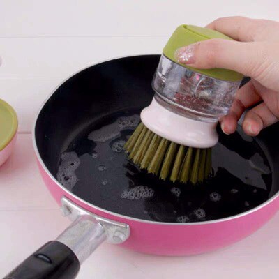 Handheld soap dispenser brush, liquid addition cleaning bru