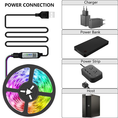 LED Strip Light USB Bluetooth RGB 5V LED RGB /RGBIC Lights