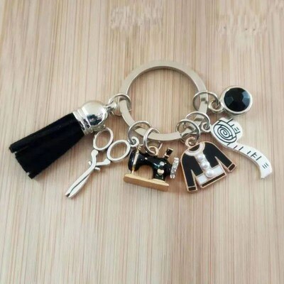 New fashion tassel sewing machine keychain scissors and clot