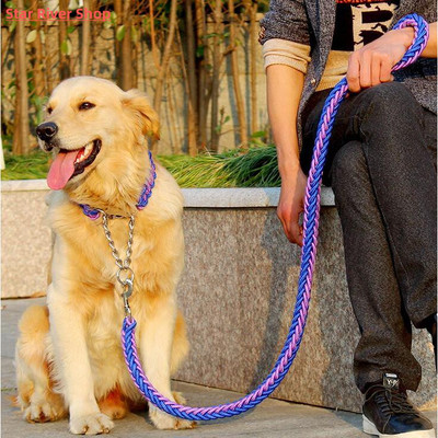 Double Strand Rope Large Dog Leashes Metal P Chain Buckle Na