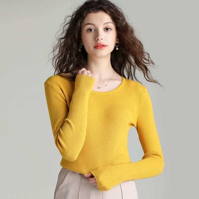 23 Autumn and Winter Round Neck Sweater Womens Low Neck Str