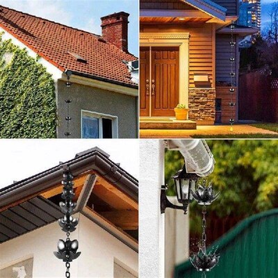 Rain Chain, Lotus Rain Catcher Chain For Gutters Outside ,