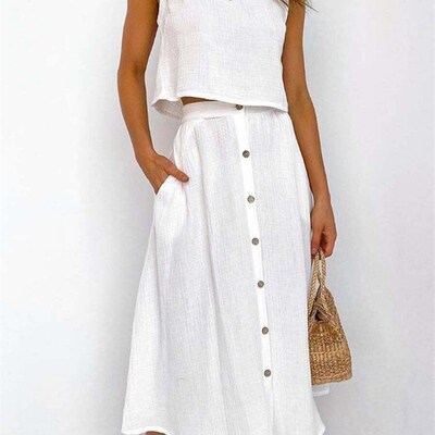 Summer Outfits For Women 2023 New Casual Cotton Linen Suit L