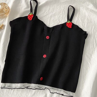 HELIAR Women Cute Tops Knitted Buttoned Up Crop Tops 2022 Su