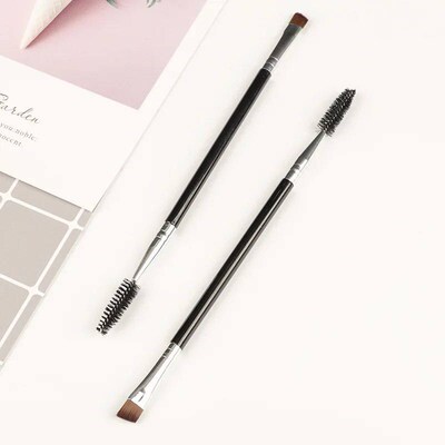 Double-headed Eyebrow Brush Spiral Bevel Makeup Brush, Plast