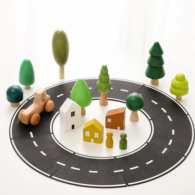 Wooden Building House Block Forest Ornaments Toy Christmas e