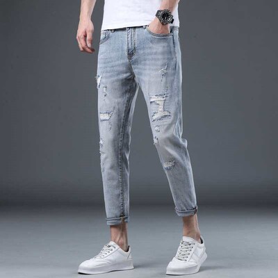 Spring New Mens Jeans Distinctive Ripped Beggar Mens Small