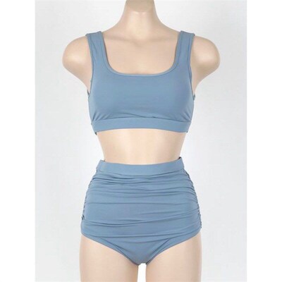 Retro Simple Highwaisted Hideflesh Conservative Separated Ve