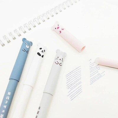 12pcs Animals Panda Erasable Gel Pen 0.5mm Blue Black Erasab